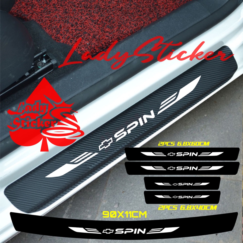 Jual 5pcs sticker sill plate carbon 3d mobil spin sticker karbon 3d ...
