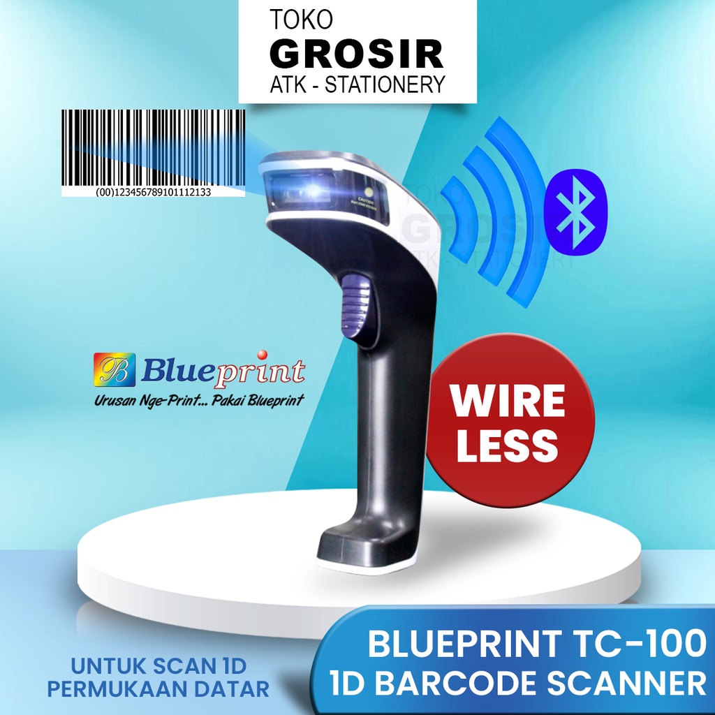Jual TC100 Barcode Scanner BLUETOOTH Wireless CCD 1D Auto Scan Laser ...