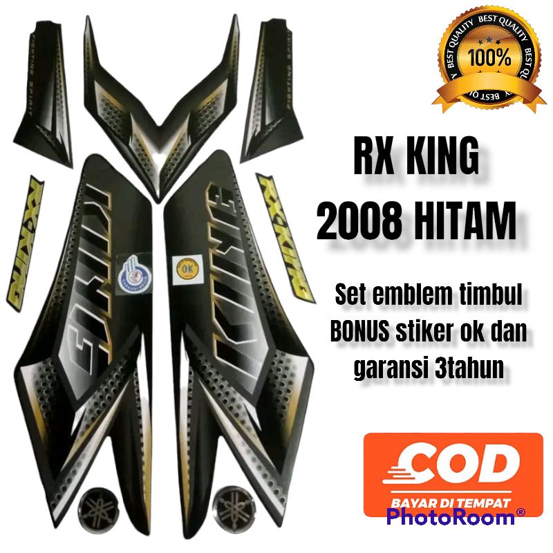 Jual striping rx king 2008 hitam set emblem timbul, lis body rx king ...