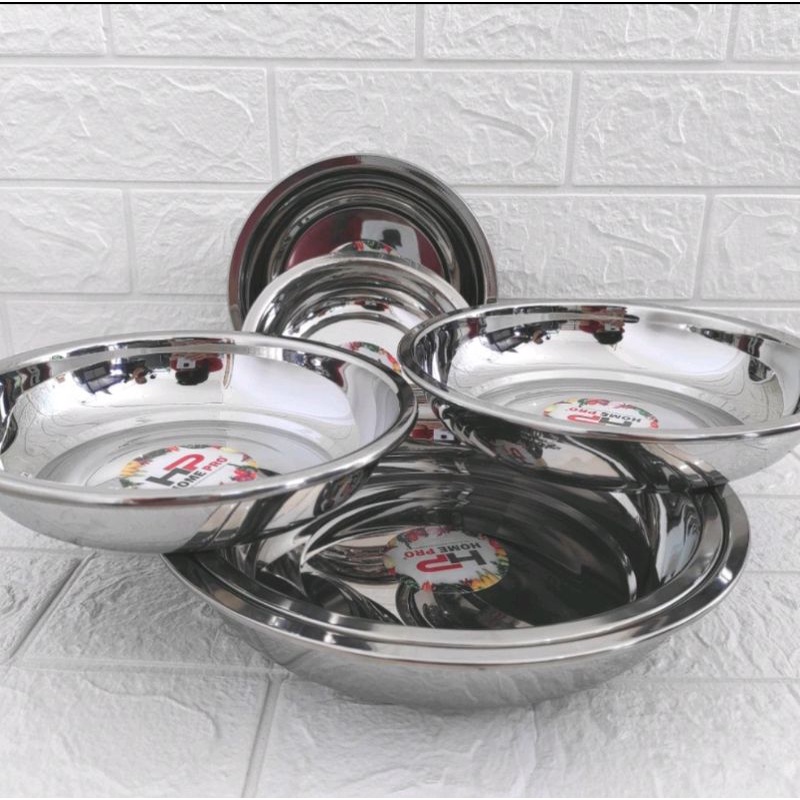 Jual deep plate piring dalam stainless TEBAL 26cm / piring korea tebal ...