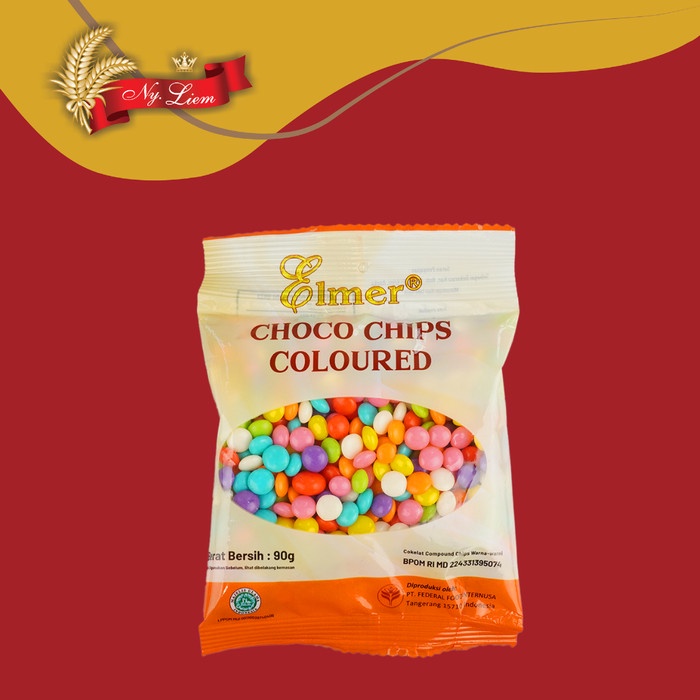 Jual ELMER Coloured Choco Chips / Cokelat / Chocolate SACHET 90 gram ...