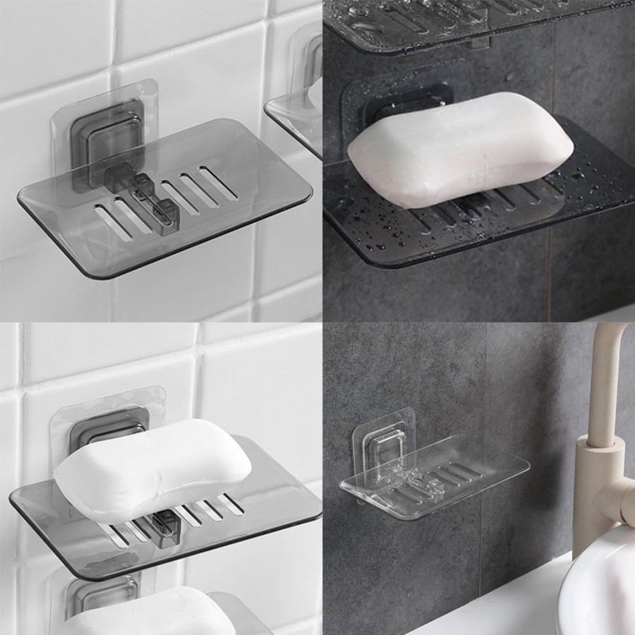 Jual Rak Tempat Sabun Batang Tempel Kamar Mandi Transparant Wall Soap ...