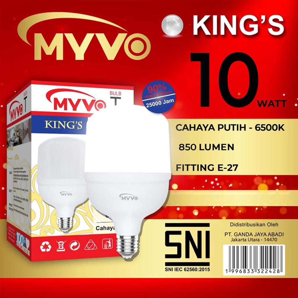 Jual LAMPU LED 10 WATT MYVO KING CAPSULE BULB PUTIH | Shopee Indonesia