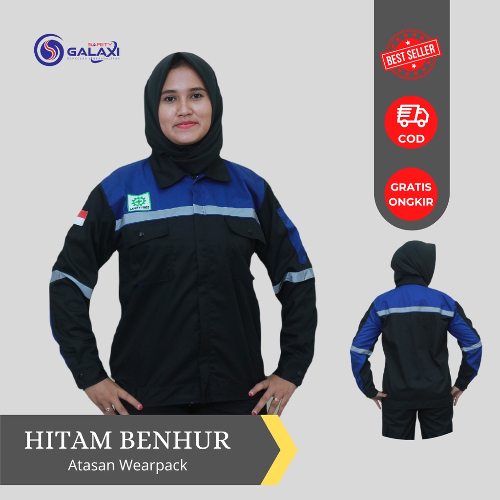 Jual WEARPACK ATASAN SERAGAM KERJA LENGAN PANJANG HITAM KOMBINASI ...