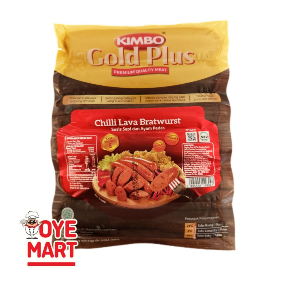 Jual KIMBO GOLD PLUS CHILLI LAVA BRATWURST 360GR ISI 6 PCS / SOSIS SAPI ...