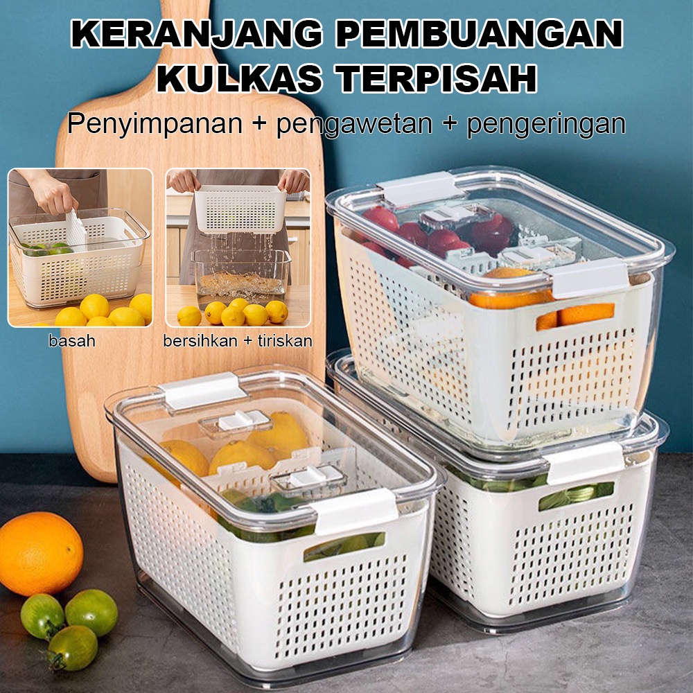 Jual 【Ready stock/COD】Box Plastik Kotak Kontainer Drainer Makanan ...