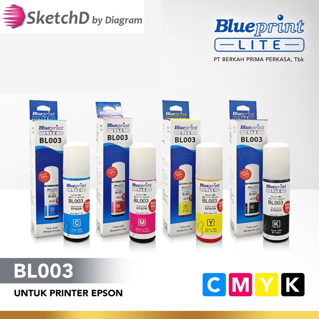 Jual Tinta Printer Epson 003 isi ulang Blueprint Lite 72 ml Refill Ink ...
