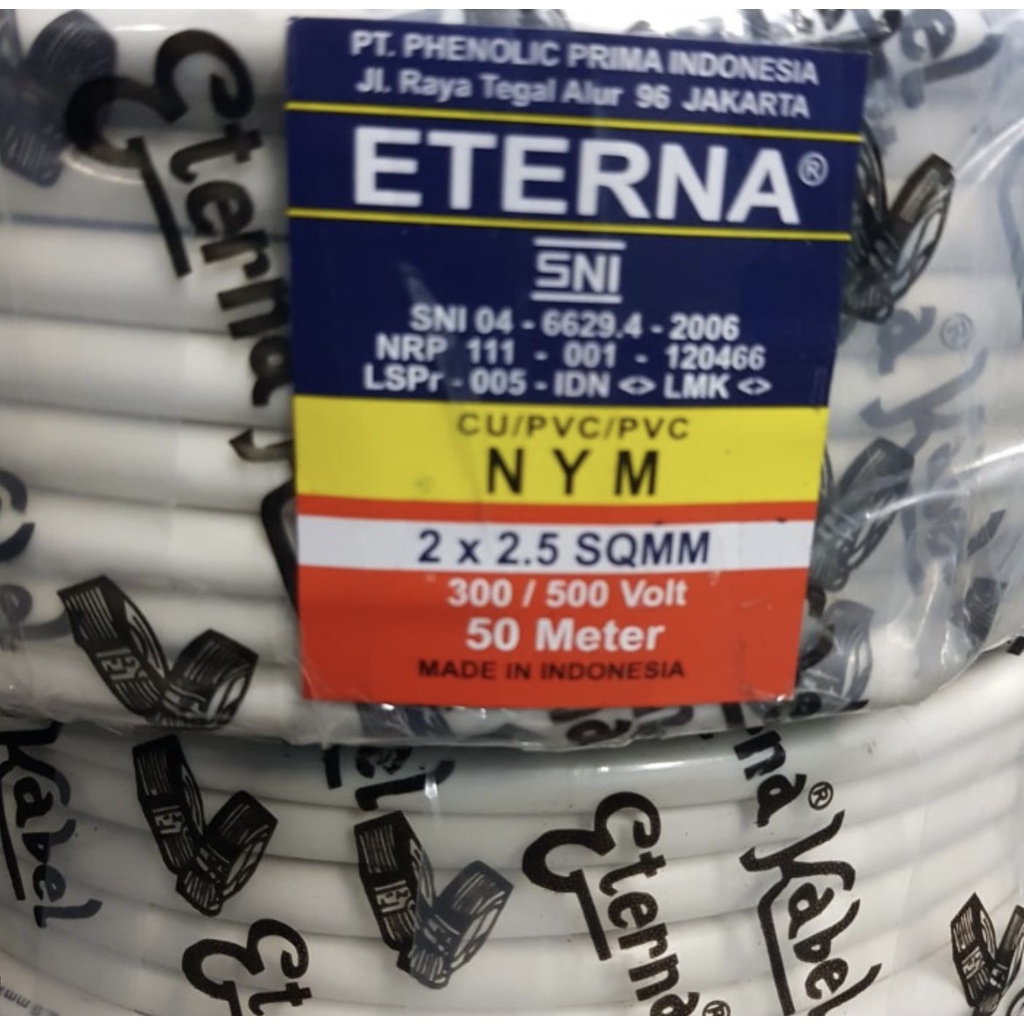 Jual KABEL ETERNA 2 X 2,5 KAWAT/TEMBAGA ISI 2 ( 1 ROLL/ 50 METER) | Shopee Indonesia