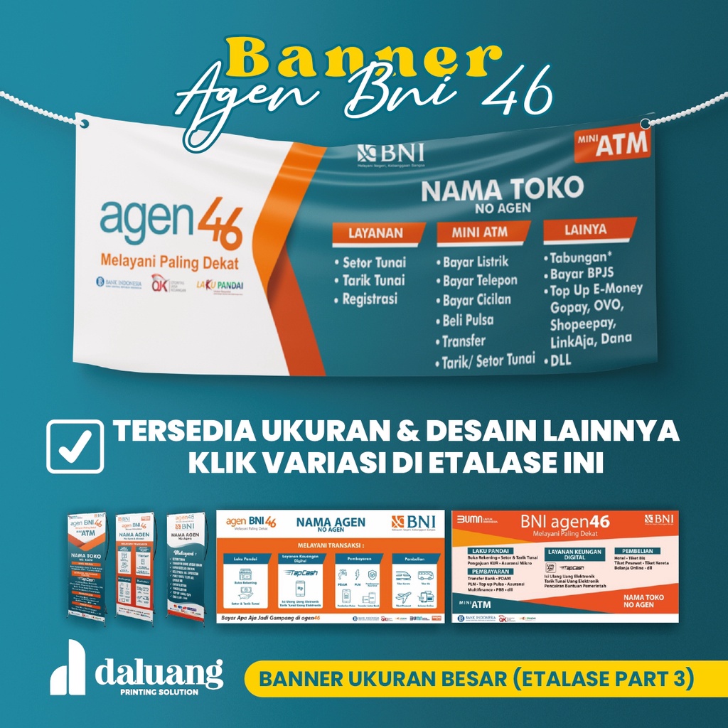 Jual Spanduk Banner Agen 46 Agen46 BNI Custom (Banner Part 3 Ukuran ...
