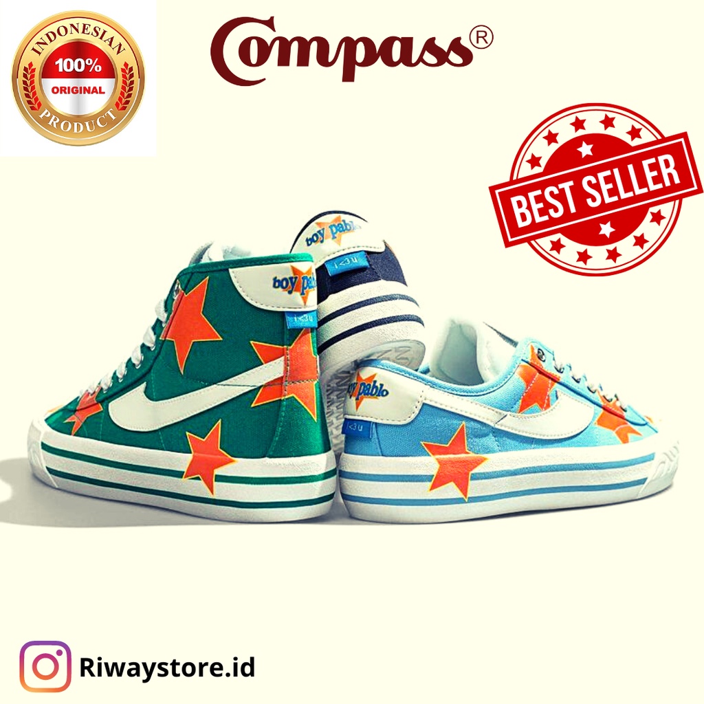 Jual [ORIGINAL] Sepatu Compass Retrograde X Boy Pablo (Low Black White ...