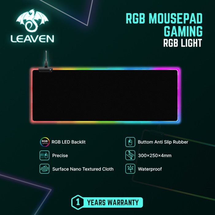 Jual Leaven Mouse Pad Gaming RGB Glowing - Hitam | Shopee Indonesia