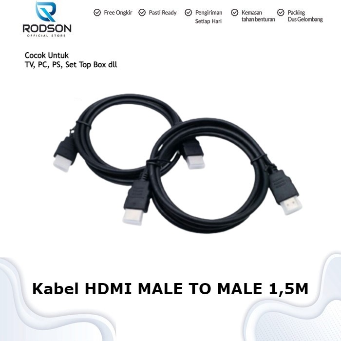 Jual Kabel HDMI Male TV PC PS 1.5 1,5 meter 1.5m 1,5m Full HD 1080P ...