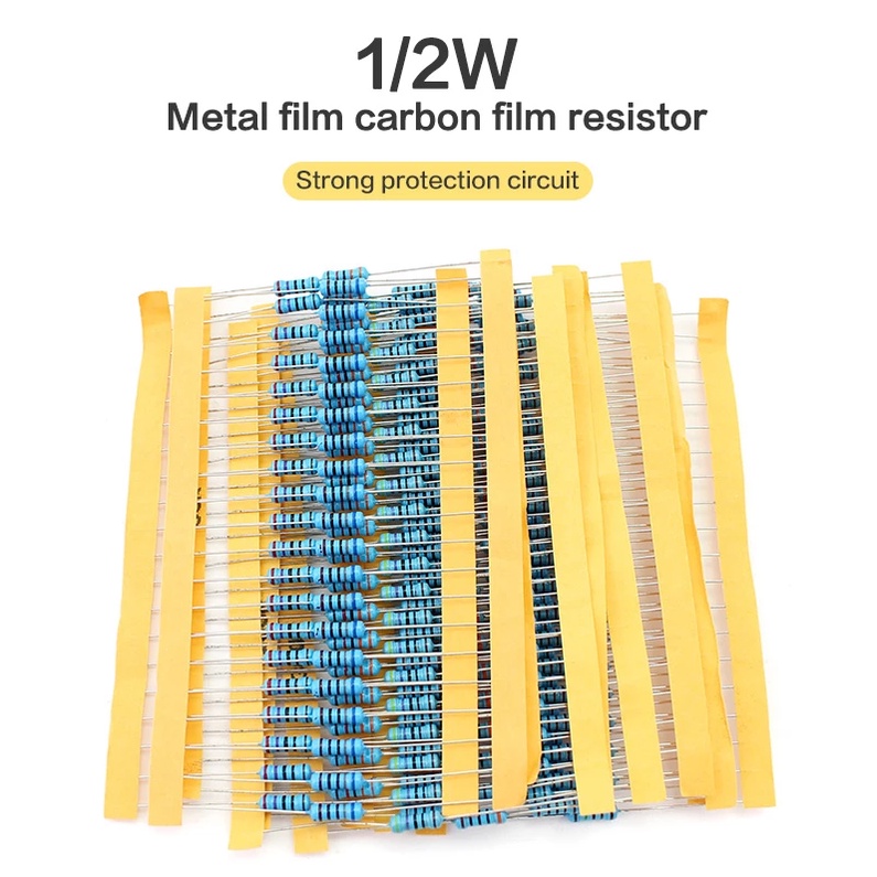 Jual RESISTOR 1/2W 1/2 WATT 0,5watt toleransi 1% METAL Carbon FILM 100 220 330 510 470 1K 2K2 ...