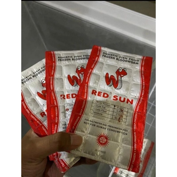 Jual Cacing Beku Kapsul Frozen Bloodworm Merk Red Sun | Shopee Indonesia