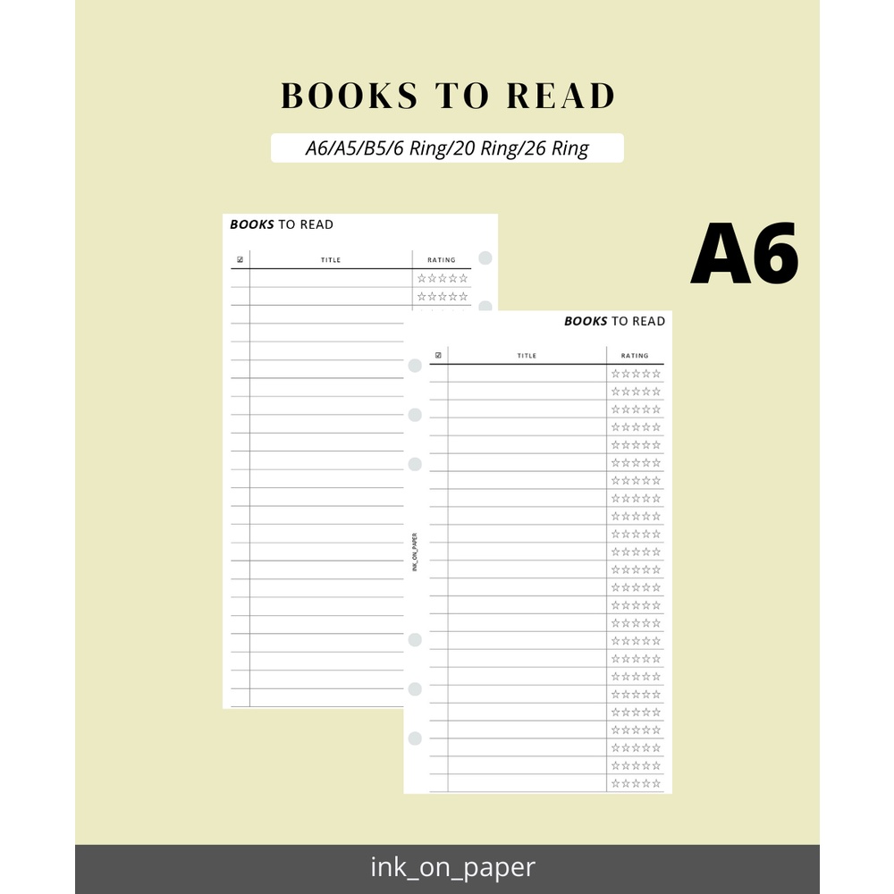 Jual A6 - Reading List, Reading Journal, Books to Read, Book Notes ...