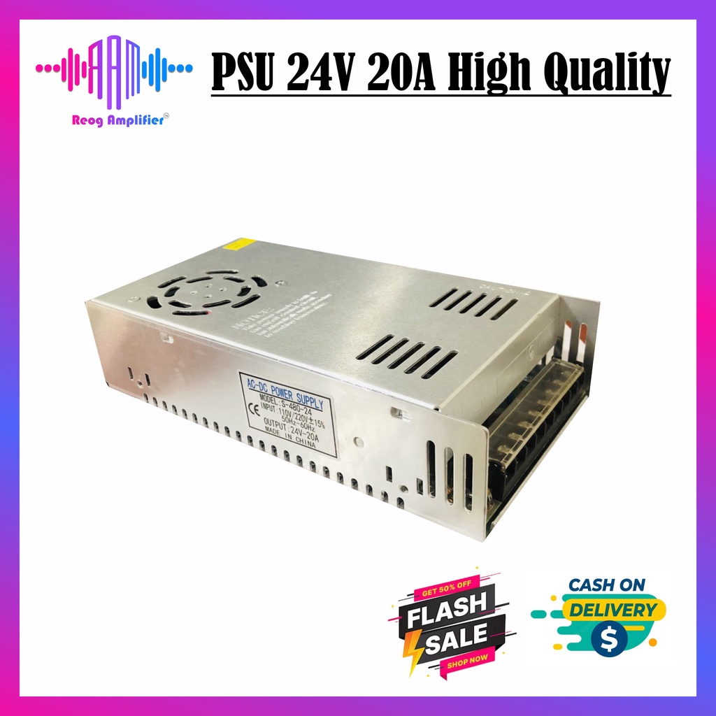 Jual Switching Power Supply PSU 24V 20A High Quality, 24 Volt 20 Ampere Cooling Fan Jaring ...