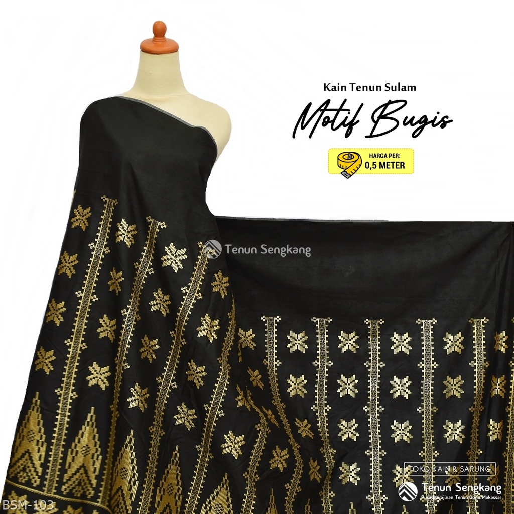 Jual Kain Tenun Sulam Motif Bugis Makassar Hitam - Tenun Sengkang BSM ...