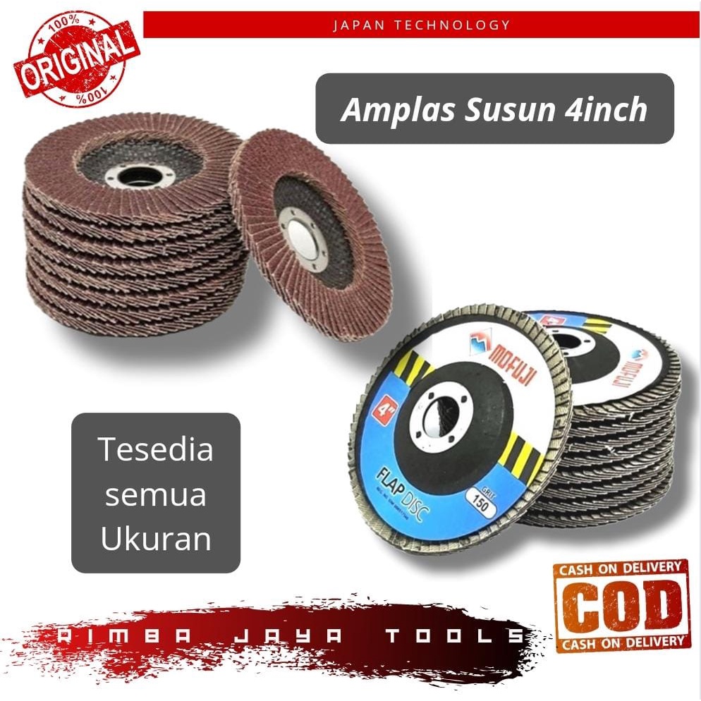 Jual Mofuji Amplas Susun 4" / FLAP DISC 100x16mm Grid 40-400 Mata Batu ...
