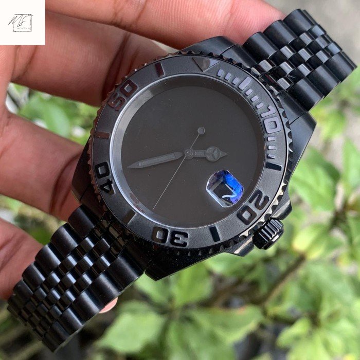 Jual Mod Seiko Yacht Master NH35 Automatic Seiko Mod Full Black Chain | Shopee Indonesia