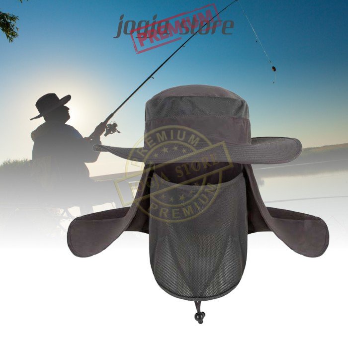 Jual Topi Mancing Anti UV Matahari / Topi Jepang Topi Rimba Plus Masker ...
