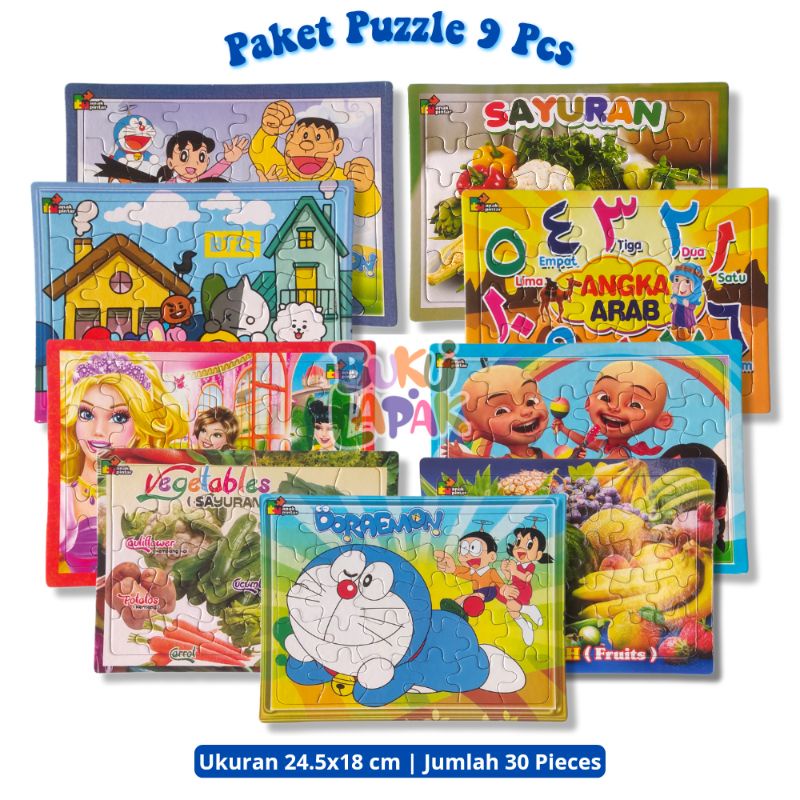 Jual Paket Puzzle Mainan Edukasi Anak Aneka Karakter Kartun 9 Pcs Buah ...