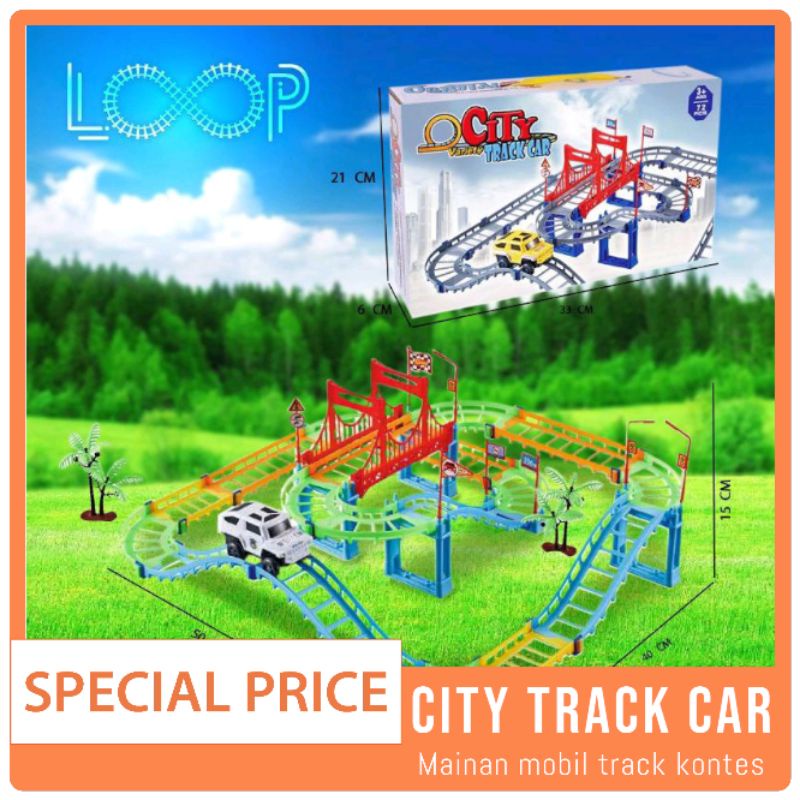 Jual Mainan mobil track lengkap dengan lintasan city track car | Shopee ...