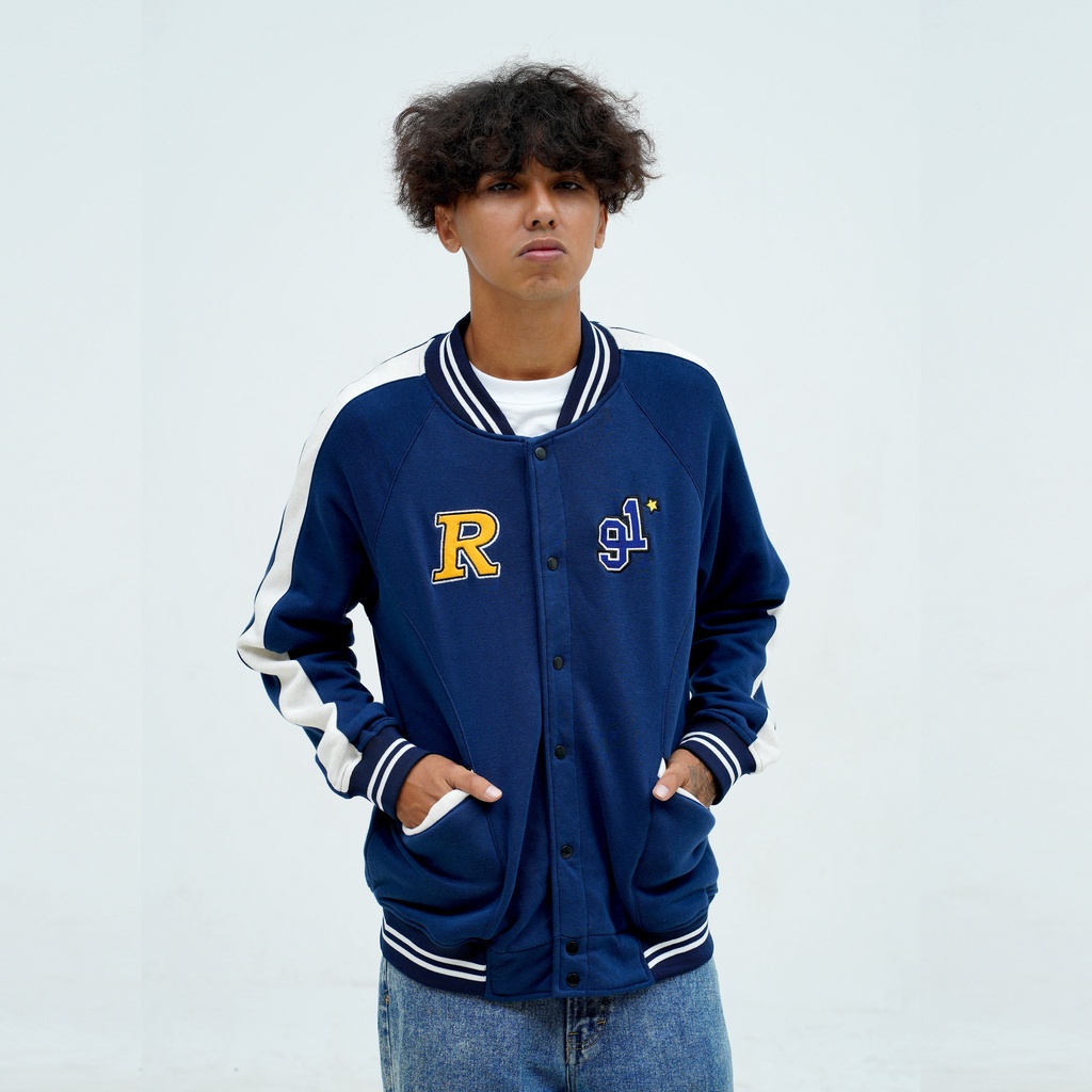 Jual Roughneck VB026 Blue R 91 Star Varsity Jacket | Shopee Indonesia