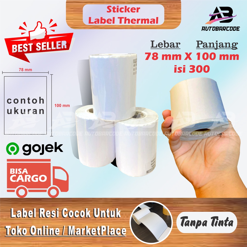 Jual Label Thermal 78X100 isi 300 Sticker Resi Pengiriman Marketplace ...