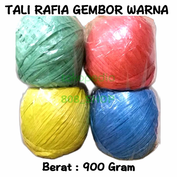 Jual Tali Rafia Gembor Besar Warna Warni Kuat 900 Gram Tali Plastik ...