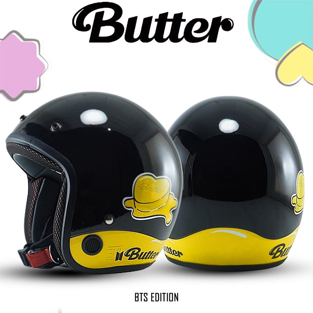 Jual Helm Bogo Motif BTS Butter / Helm Bogo Retro Dewasa Wanita SNI ...