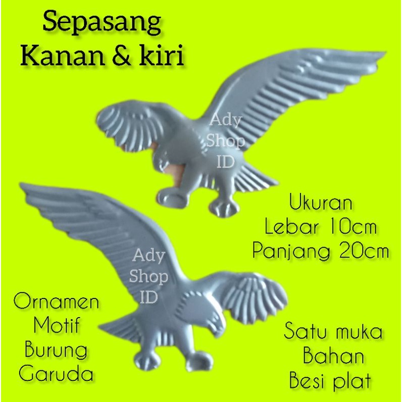 Jual ornamen sepasang dua pcs kanan kiri burung garuda besi plat ...