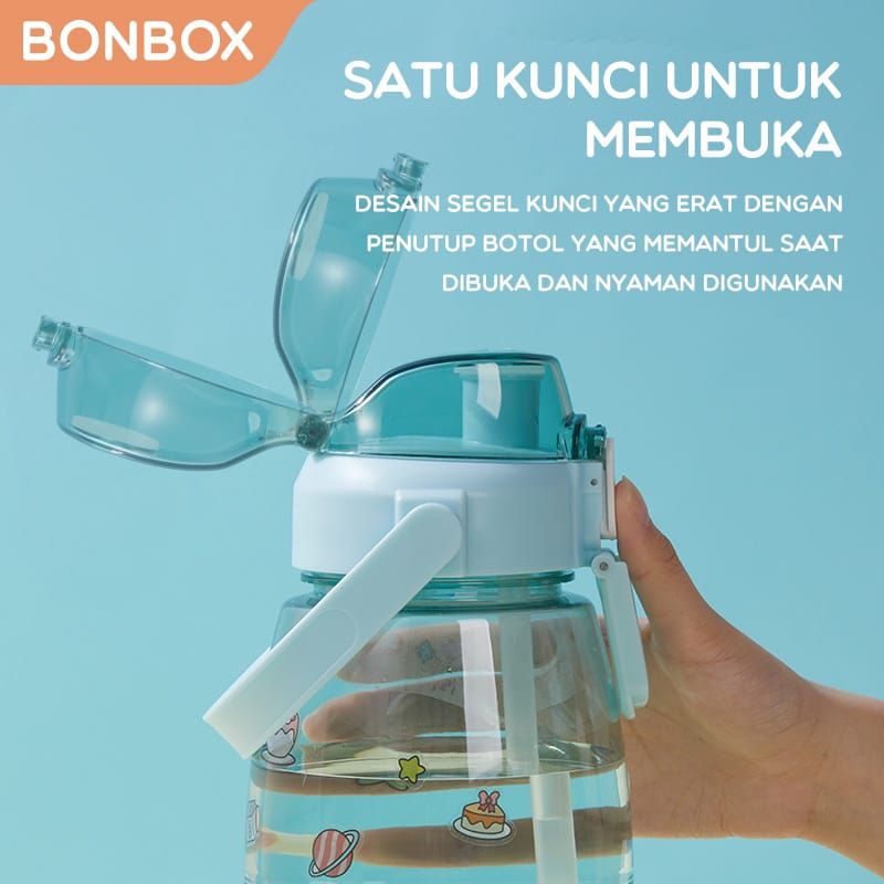 Jual Bonbox botol minum 1400ml botol motivasi bening portable BC70 ...