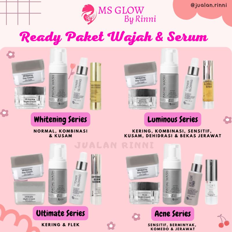 Jual PROMO NEW MS GLOW BEAUTY SKINCARE PAKET WAJAH MS GLOW LENGKAP SERUM ( Whitening, White Cell ...