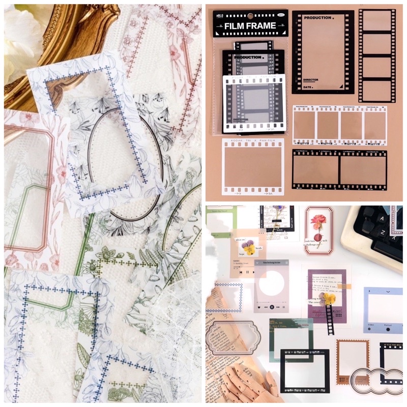 Jual isi 5 sticker frame / sticker bingkai bahan PET for journaling ...