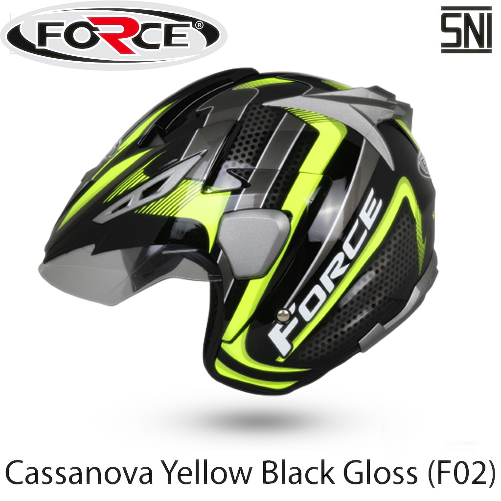 Jual Helm Motor SNI Half Face Force Virtue Helmet Yellow Black Kuning ...