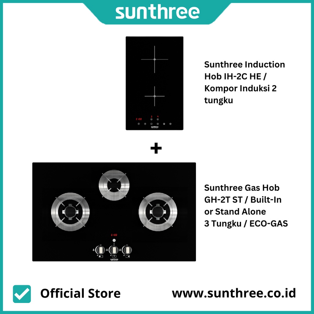 Jual BUNDLE Sunthree Gas Hob GH-3S + Sunthree Induction Hob IH-2C ...