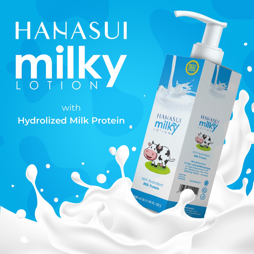 Jual HANASUI Milky Hand & Body Lotion 240 ML Pump - Pelembab Tubuh Susu Halal Original BPOM ...