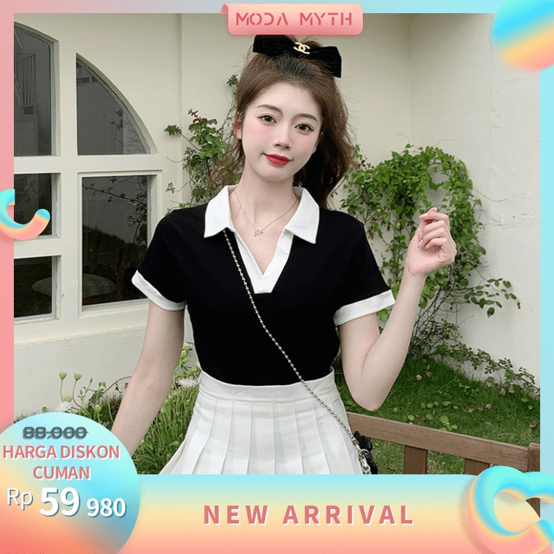 Jual MODAMYTH J05 - ATASAN WANITA FASHION BAJU T-SHIRT POLO LENGAN PENDEK PREMIUM KOREAN STYLE ...