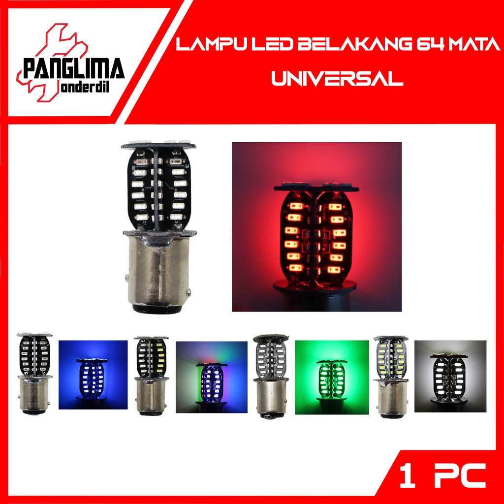 Jual Lampu LED Belakang 64 Mata Bayonet 1157 RGB Rainbow Pelangi Merah Biru Hijau Putih Stop Rem ...