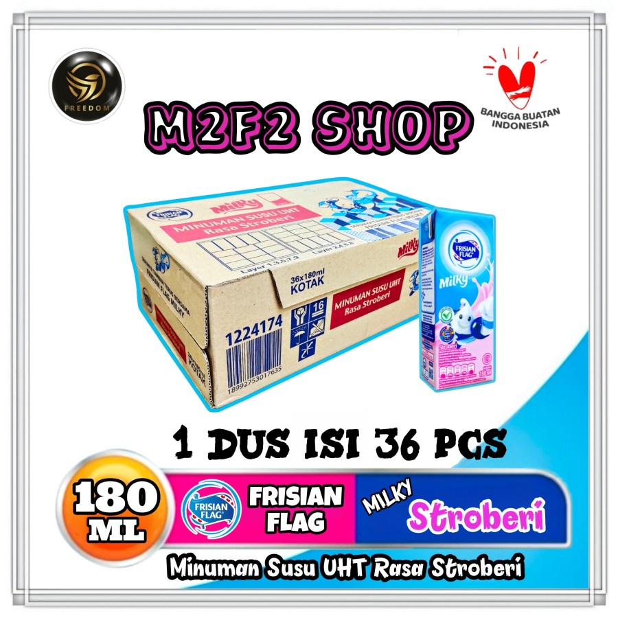 Jual Frisian Flag Susu Bendera Cair Milky Zuzhu Kotak UHT Rasa Stroberi | Strawberry - 180 ml ...