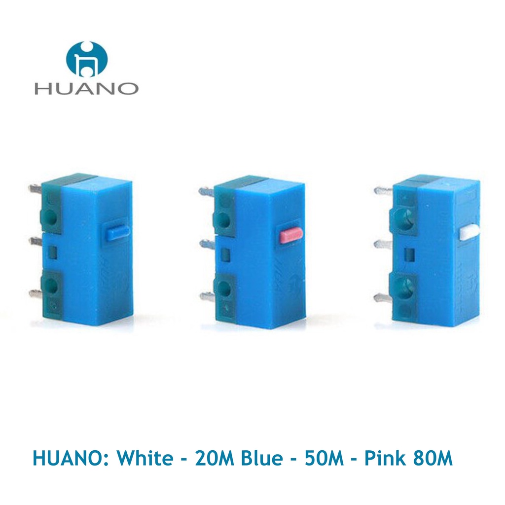 Jual HUANO Micro Switch Mouse Blue Shell White Blue Pink Dot 20M 50M ...