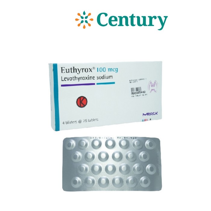Jual EUTHYROX RETARD TAB FC 100'S 1 STRIP ISI 25 TAB / LEVOTHYROXINE ...