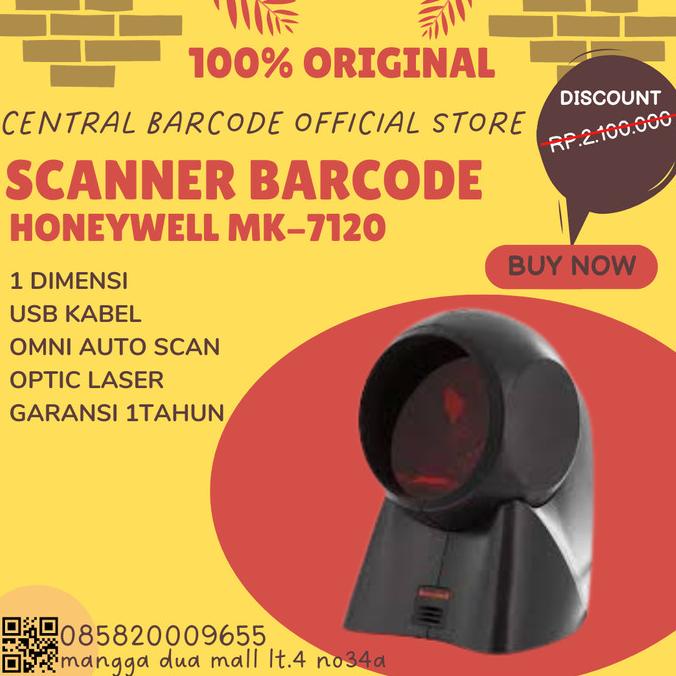 Jual SCANNER BARCODE HONEYWELL MK-7120/MK7120/MS7120 USB OMNI AUTO ...