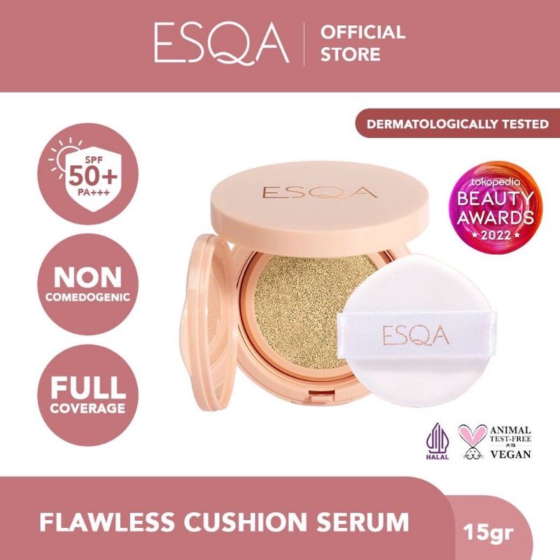 Jual ESQA Flawless Cushion Serum SPF 50 PA+++ shade custard | Shopee ...
