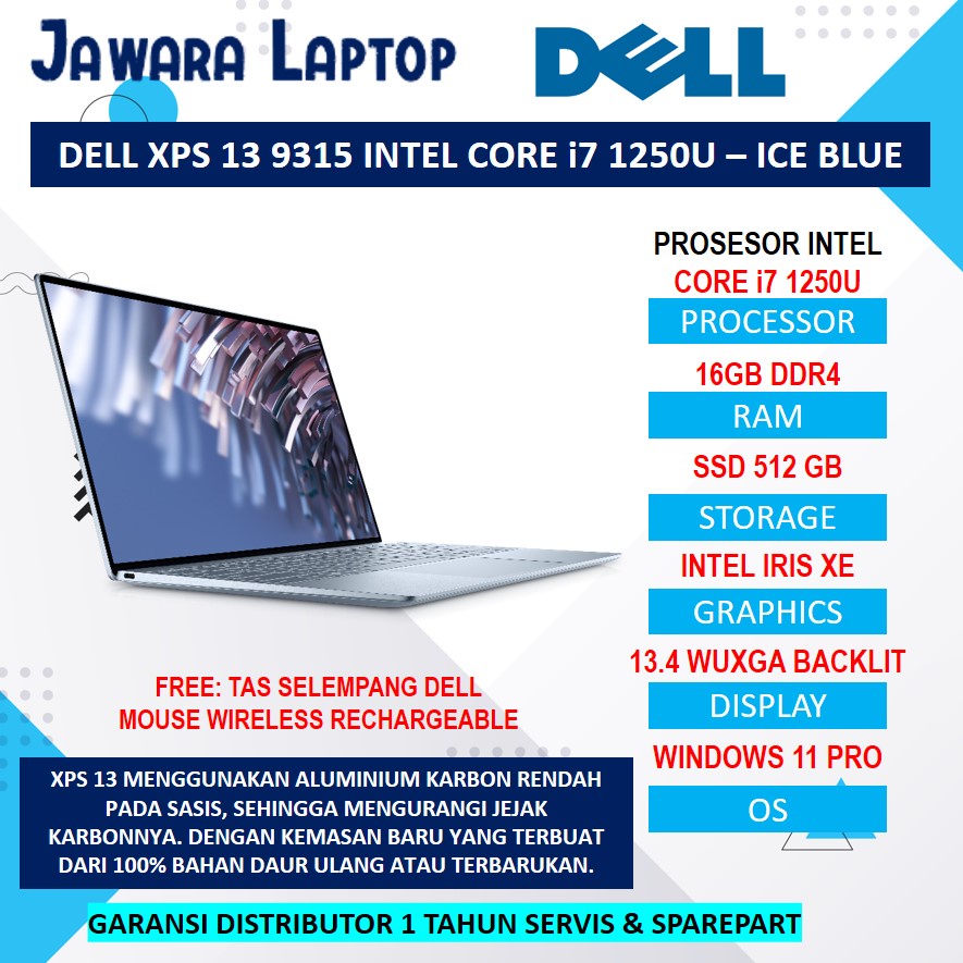 Jual ULTRABOOK DELL XPS 13 9315 INTEL CORE i7 1250U IRIS XE WUXGA ...
