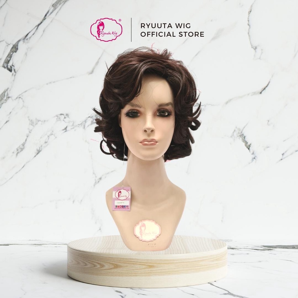 Jual Ryuuta Wig Short Curly Claire Ibu Tante Pendek Keriting Hitam ...