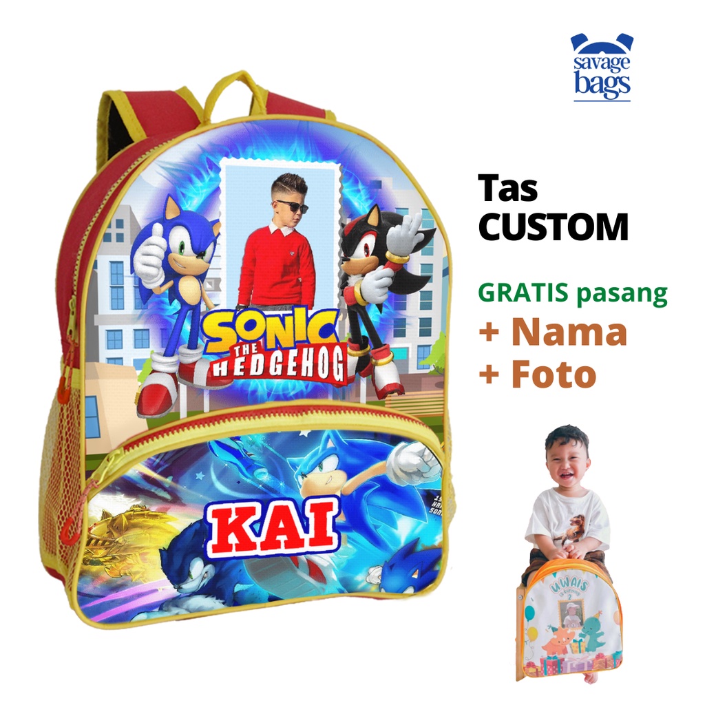 Jual Tas Custom Anak Foto+Nama - Sonic The Hedgog - PRE ORDER 8 Hari ...