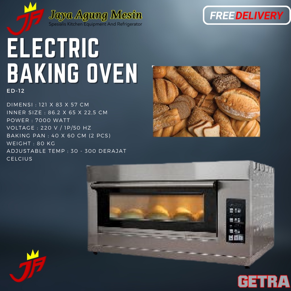 Jual GETRA Electric Baking Oven ED-12 / Oven listrik 1 deck 2 loyang ED ...