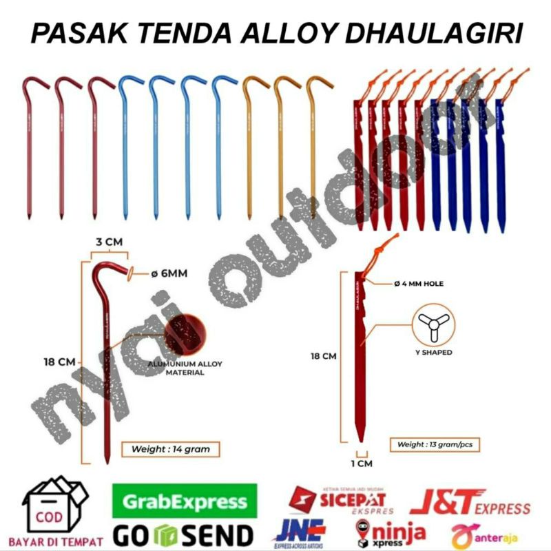 Jual pasak tenda aluminium Alloy dhaulagiri pasak tenda camping ...