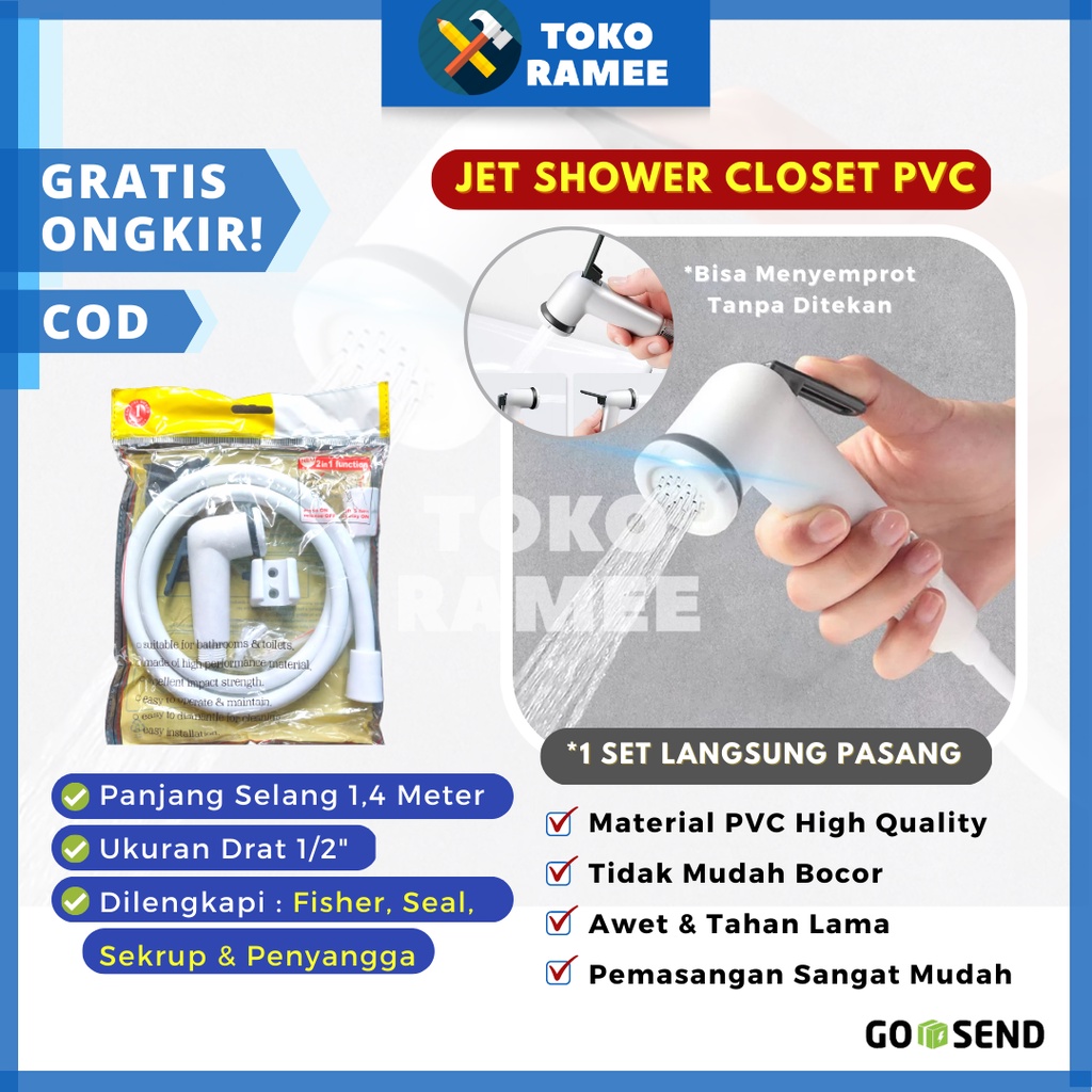 Jual Jet Shower Closet PVC Semprotan Spray Toilet Bidet Kamar Mandi WC ...